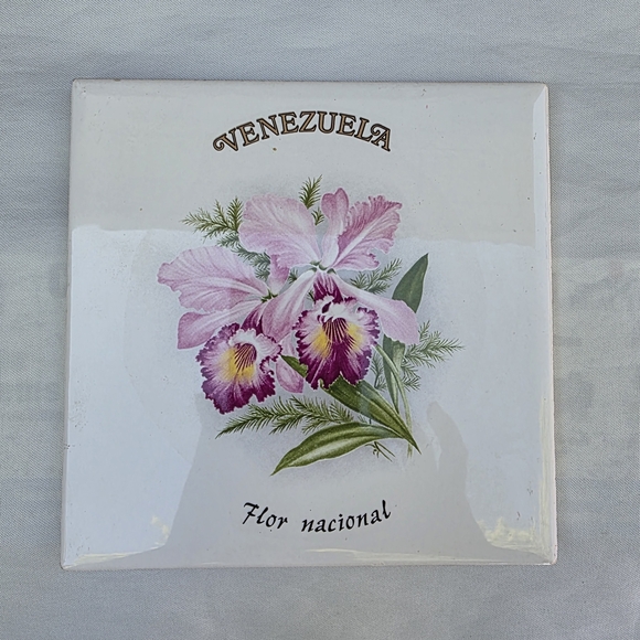 Venezuela | Accents | Vintage Venezuela Floral Ceramic Tile Trivet 8 ...